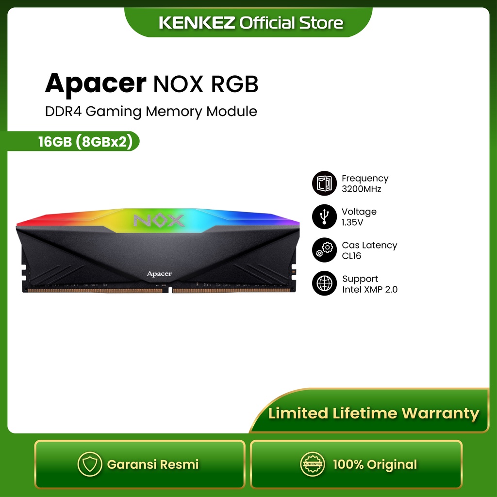 Jual Apacer Nox Rgb Longdimm 16gb Ddr4 3200mhz 8gbx2 Hitam Shopee