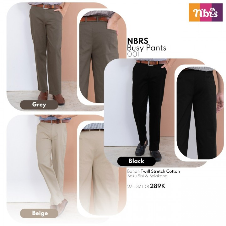 Jual NIBRAS NBRS BUSY PANTS 001, CELANA PANJANG POLOS, Celana Fashion ...