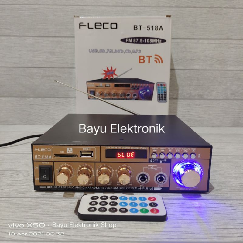 Jual Power Amplifier Fleco BT-518A Amplifier Bluetooth Subwoofer Stereo ...