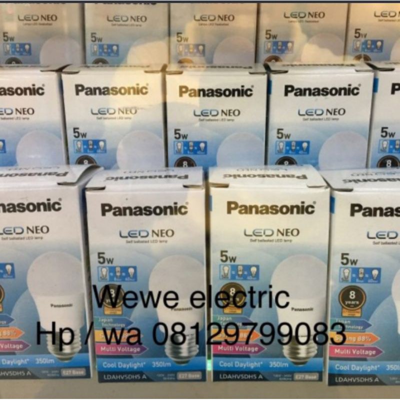 Jual lampu led bulb panasonic 5w 5 watt 220 volt lampu pijar bohlam led ...