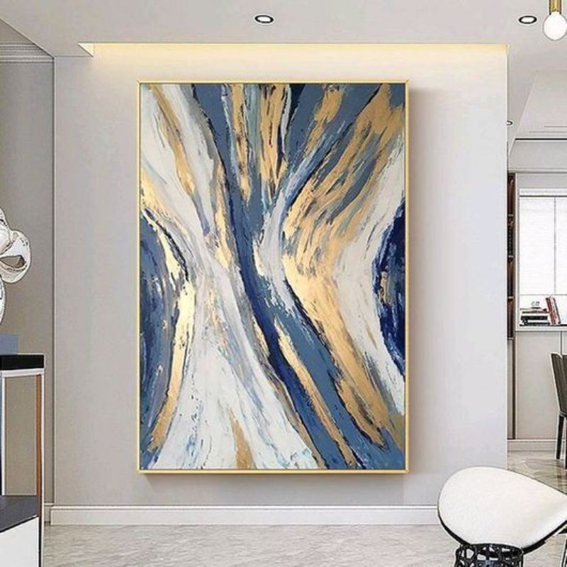 Jual lukisan abstrak modern minimalis teksture gold | Shopee Indonesia