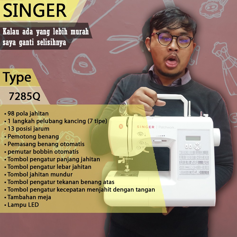 Jual Mesin Jahit Digital Portable Multifungsi SINGER Patchwork 7285Q | Shopee Indonesia