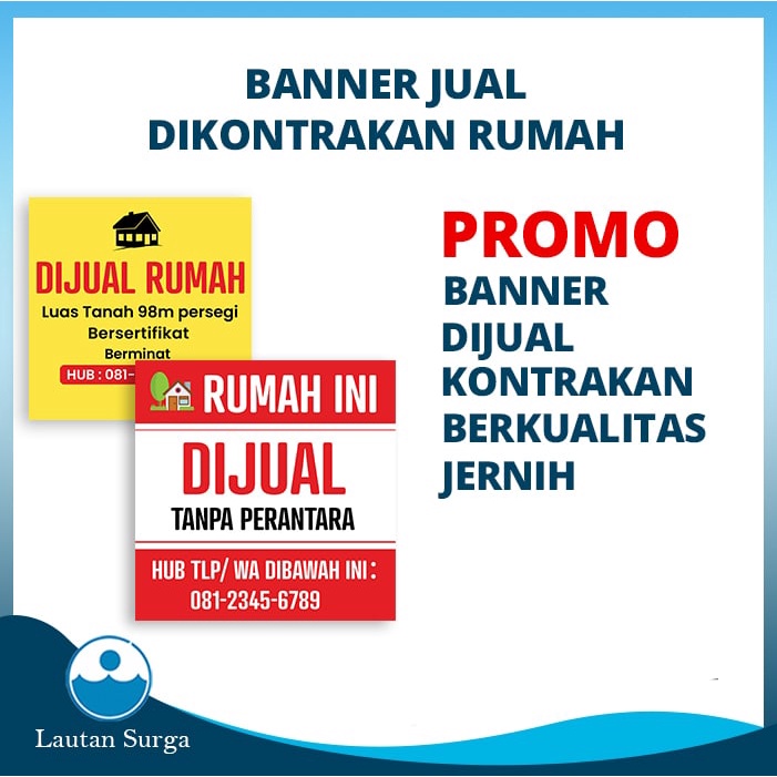 Jual Spanduk Rumah Dijual / Rumah Disewakan / Rumah Dikontrakan Murah ...