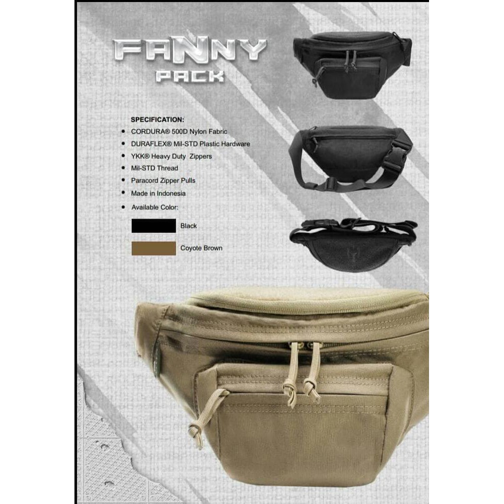 Jual Molay Fanny Pack (Black & Coyote Brown) | Shopee Indonesia