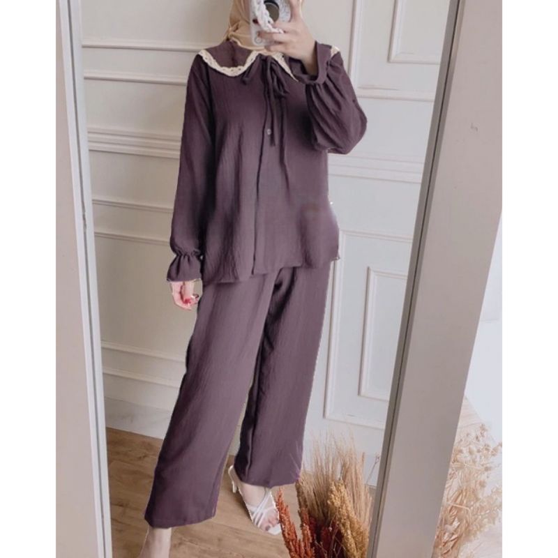 Jual setcel wanita // setcel kerah kemeja //setcel kemeja kerah leher ...