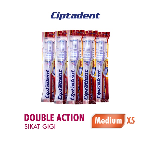 Jual Ciptadent Toothbrush Double Action Medium x 5 Pcs | Shopee Indonesia