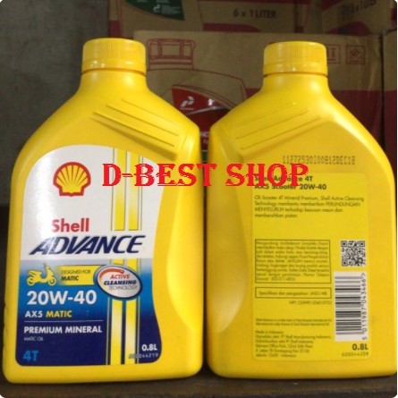 Jual Oli motor shell AX 5 Matic 4T 20W/40 - 0,8 liter | Shopee Indonesia