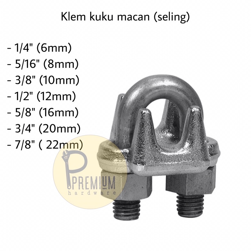 Jual Klem kuku macan klam seling ukuran 16MM / 20MM / 22MM wire clip 5/ ...