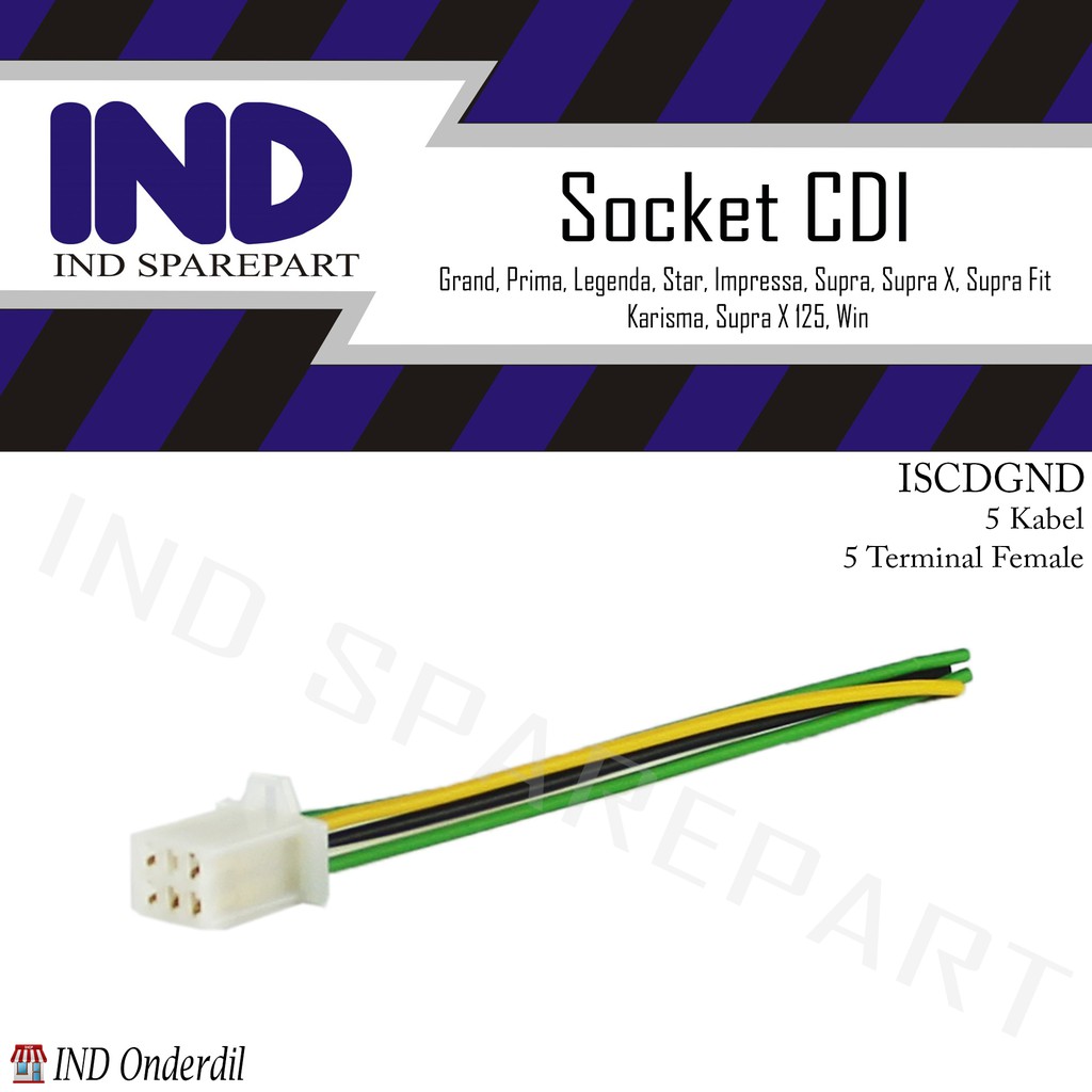 Jual Socket/Soket CDI 5 Kabel/Pin/Terminal Female Grand/Supra/X 125 ...