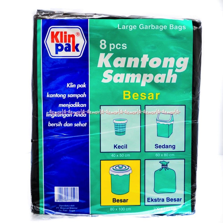 Jual Klin Pak Kantong Sampah Besar 8pcs Plastik Sampah Hitam Ukuran Besar 80cmx100cm Klinpak ...