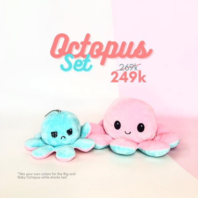 Jual Octopus Set (1 Big Octopus Plush + 1 Baby Octopus Keychain ...