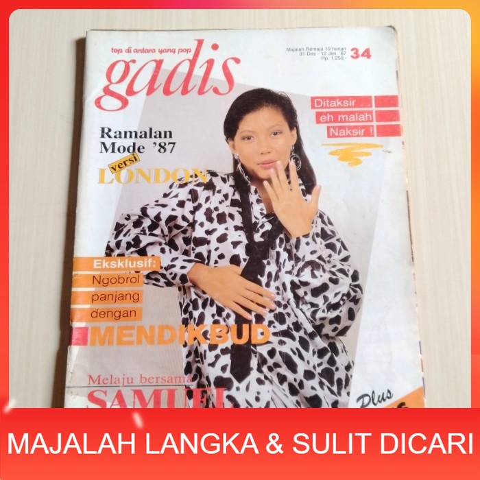 Jual Majalah GADIS No.34 Jan 1987 Cover AUDI Langka | Shopee Indonesia