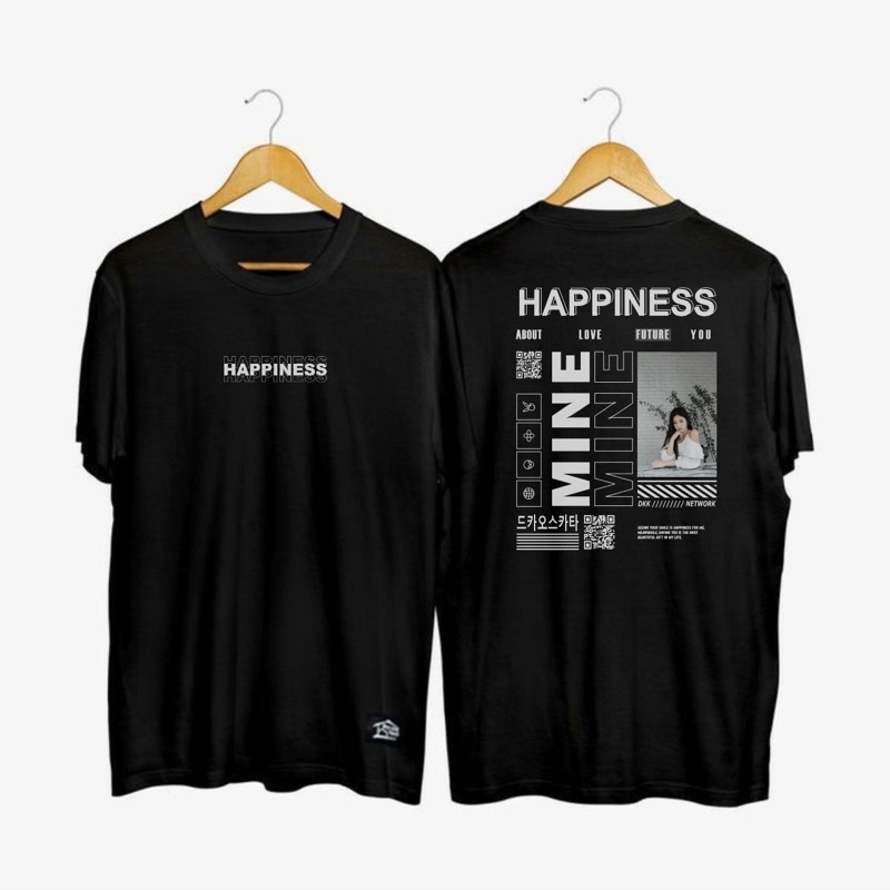 Jual Kaos Baju Costom aestetic Sablon Dtf Kaos Happiness Baju Mine ...
