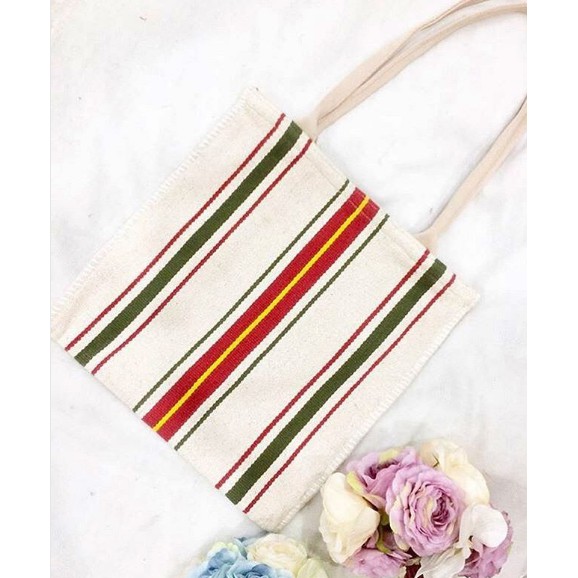 Jual TOTE BAG KAIN KUALITAS TEBAL MOTIF TIGA GARIS/TAS TRENDY/TAS ...
