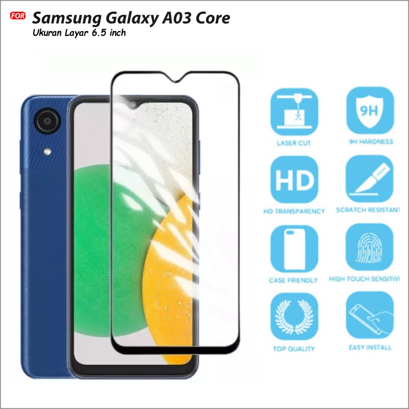 Jual Tempered Glass Full for Samsung Galaxy A03 Core Tempered Glass 9D Full Layar | Shopee Indonesia