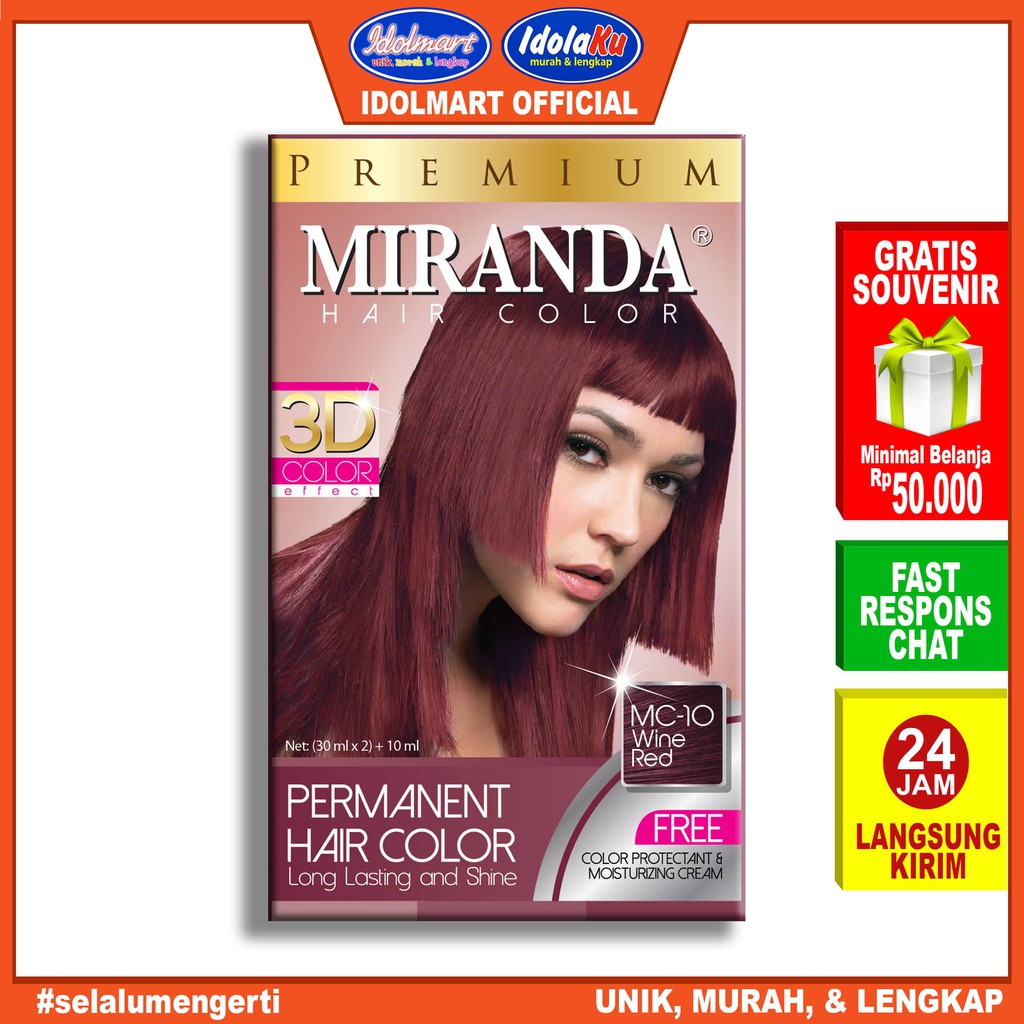 Jual IDOLAKU Miranda Hair Color (Cat Rambut Permanen) MC10 Wine Red ...