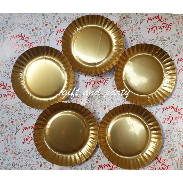 Jual Piring Kue / Piring Kertas Gold / Paper Plate / piring Kertas / Piring | Shopee Indonesia