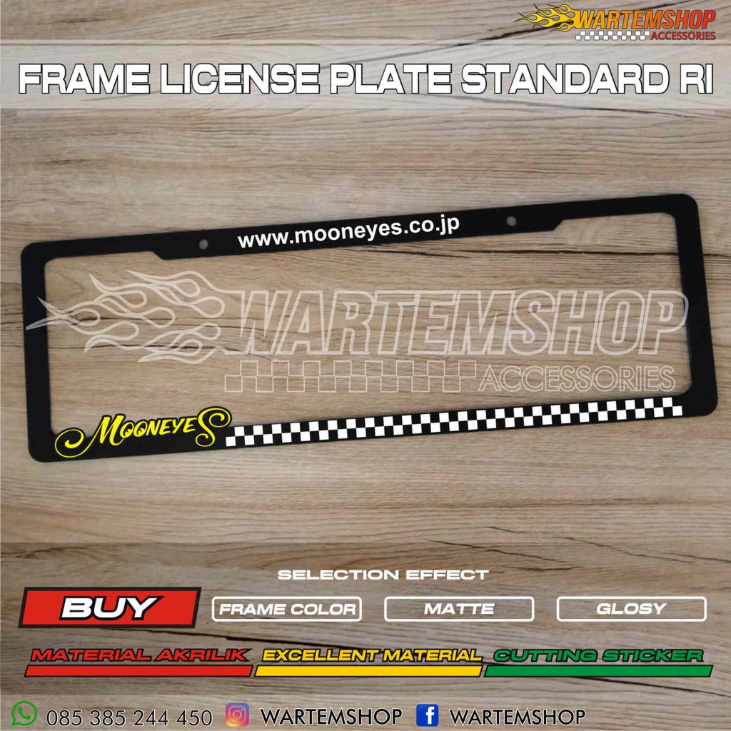 Jual FRAME LICENSE PLAT CUSTOME STANDARD INDONESIA MOON EYES LATIN ...