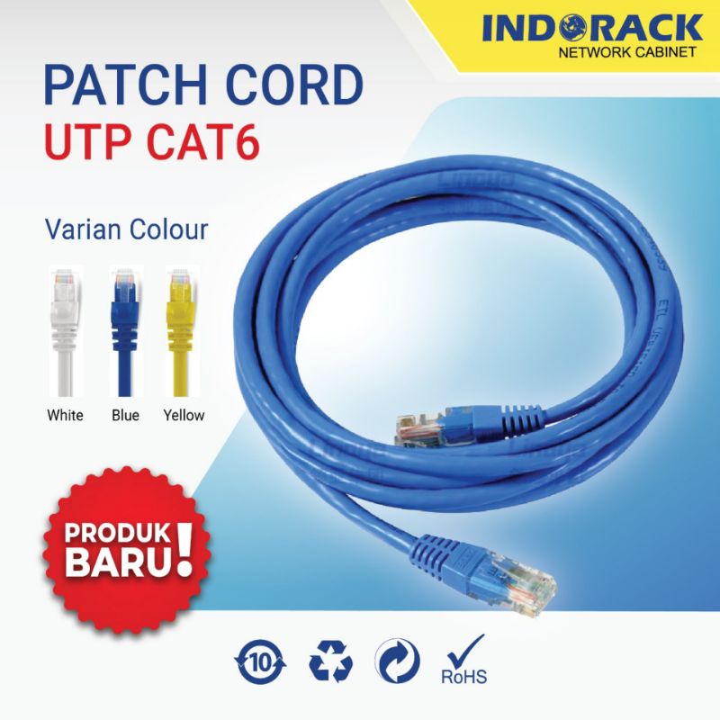Jual KABEL LAN CAT6 1Meter PATCH CORD UTP CAT 6 RJ45 ETHERNET CABLE CAT6 24AWG | Shopee Indonesia