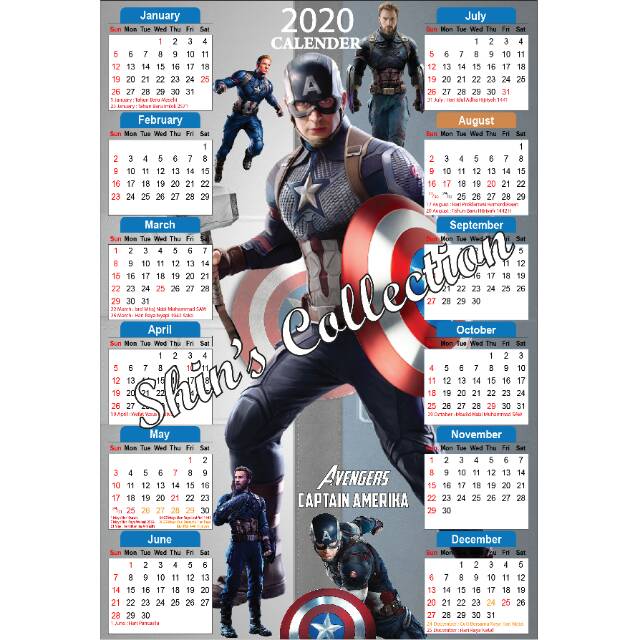 Jual Kalender Superhero Pria Marvel Captain America, Spiderman, Ironman ...