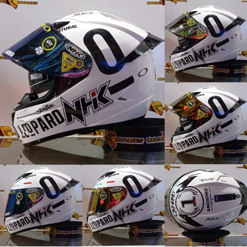Jual Helm full face NHK gp1000 white/putih leopard original helm modpi ...