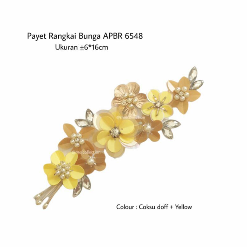 Jual bunga 3d payet APBR 6548 yellow coksu doff bunga jahit | Shopee ...