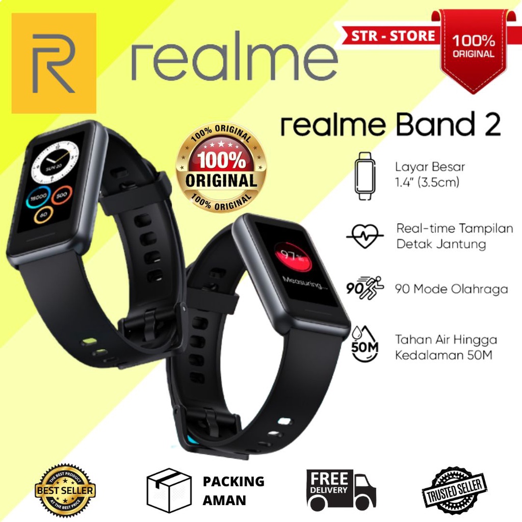 Jual NEW REALME BAND 2 LARGE COLOR DISPLAY SMART BAND SMART WATCH RESMI ...