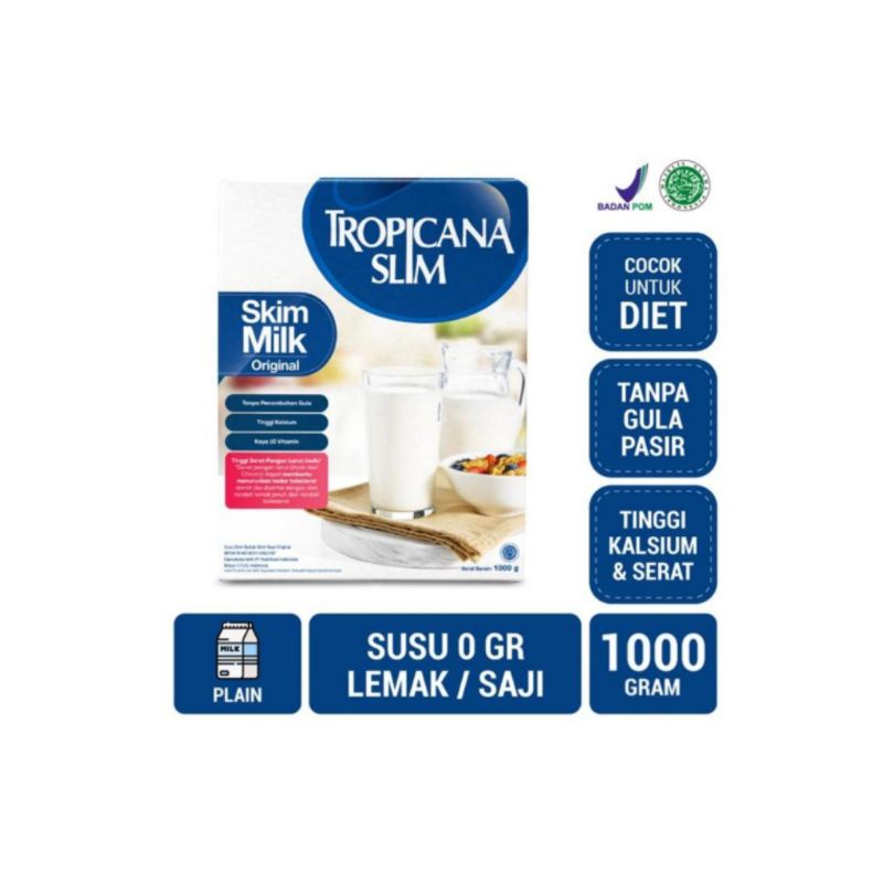 Jual TROPICANA SLIM SUSU SKIM FIBER PRO PLAIN 1000 G SUSU TANPA LEMAK ...