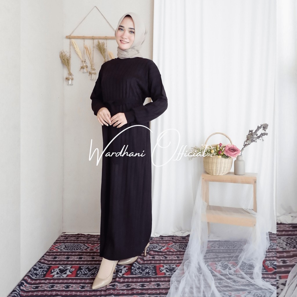 Jual Long Dress Rajut Wanita Adora Warna Hitam All Size Fit XL ...