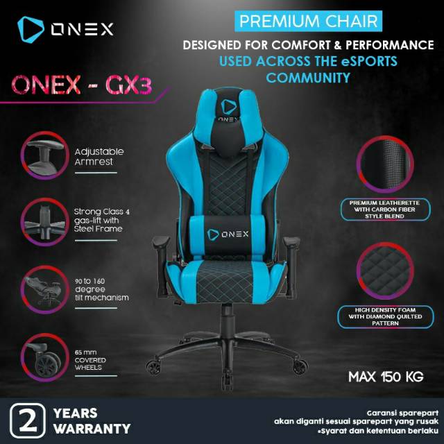 Jual ONEX GX3 Premium Quality Gaming Chair Kursi Gaming Kursi Youtuber ...