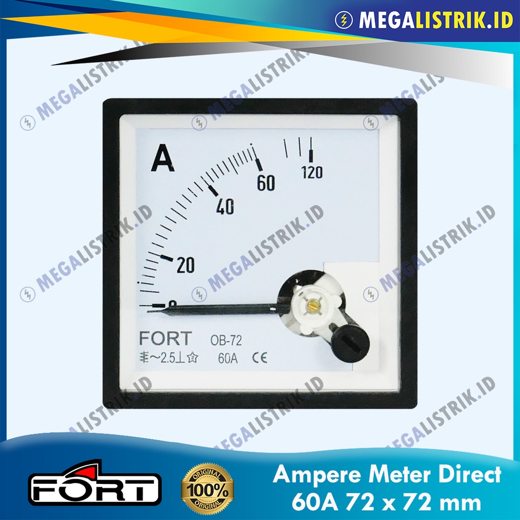 Jual FORT AMPERE METER DIRECT 60A 72X72 / PANEL METER 60 A 72 X 72 FT ...
