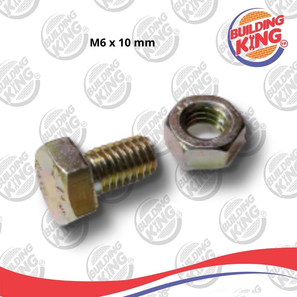Jual Baut Mur M6 6x10 mm Kunci 10 + Mur Kuningan BMK | Shopee Indonesia