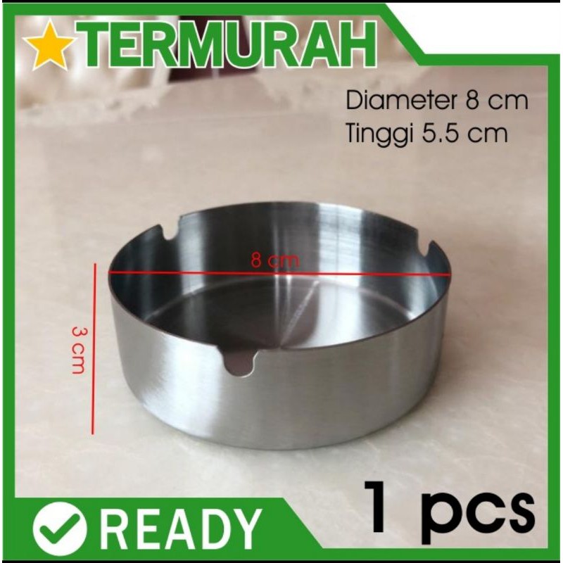 Jual Asbak stainles steel mangkok abu rokok ashtray kaleng 8 cm ...