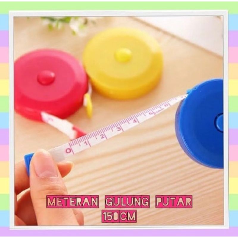 Jual Meteran Gulung Putar 150 cm Mini Pengukur Lingkar Perut Tukang ...