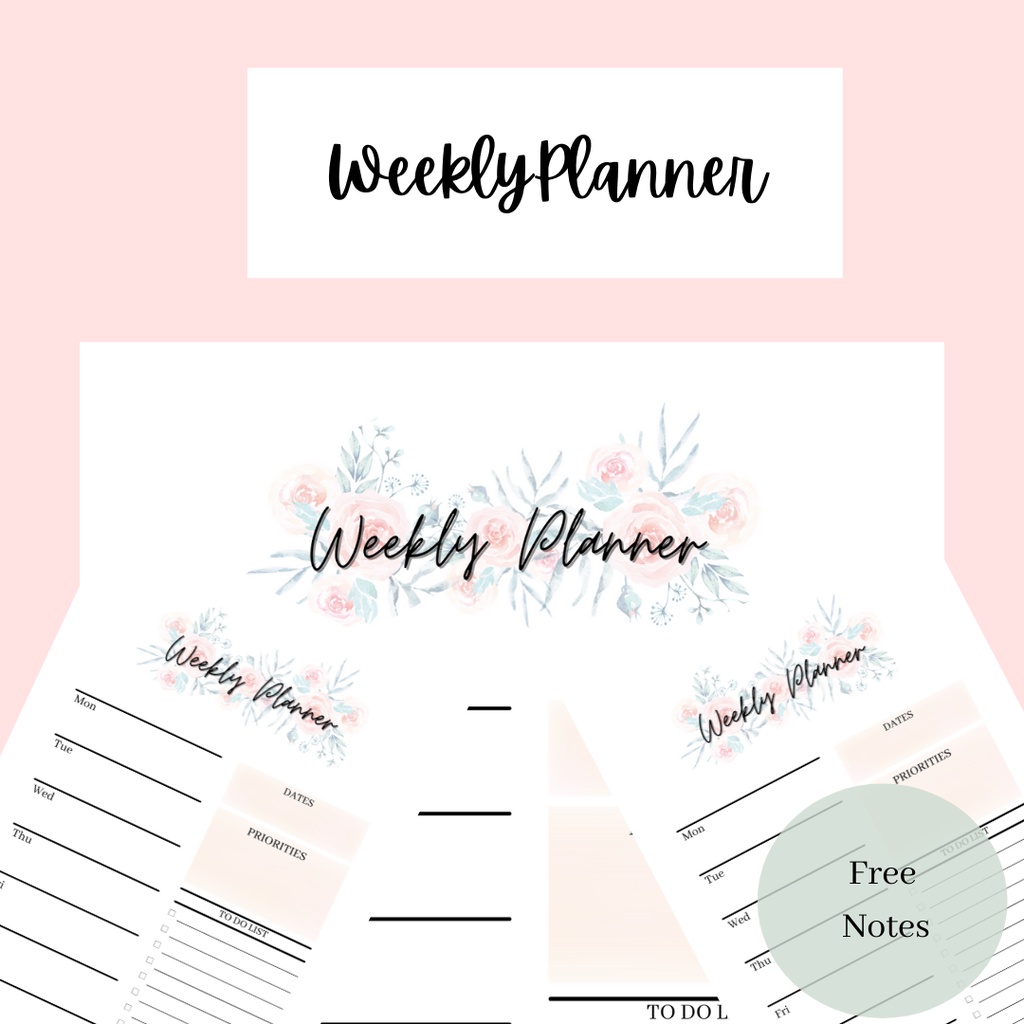 Jual Printable Weekly Planner ukuran kertas A4, A5 - Peony Flower Theme ...
