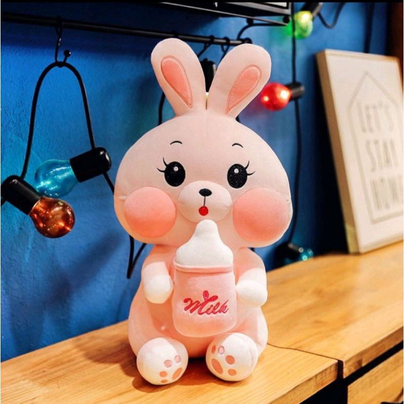 Jual Boneka Kelinci Rabbit Pink Milk Bottle Ukuran -/+45cm Bahan Plush ...