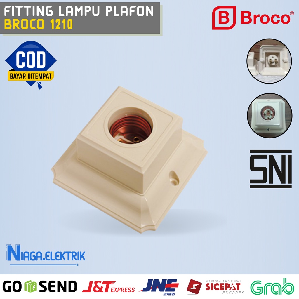 Jual Fitting lampu plafon broco Piting flapon segi empat 4 broko ...
