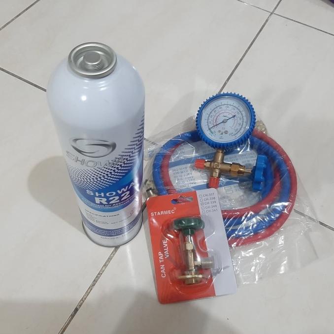 Jual Paket Isi Freon Ac R22 Kaleng Manifold Selang Kran | Shopee Indonesia