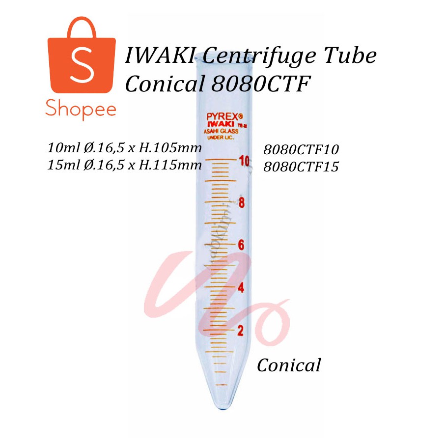 Jual Tabung Sentrifus 15ml IWAKI berskala 8080CTF15 | Shopee Indonesia