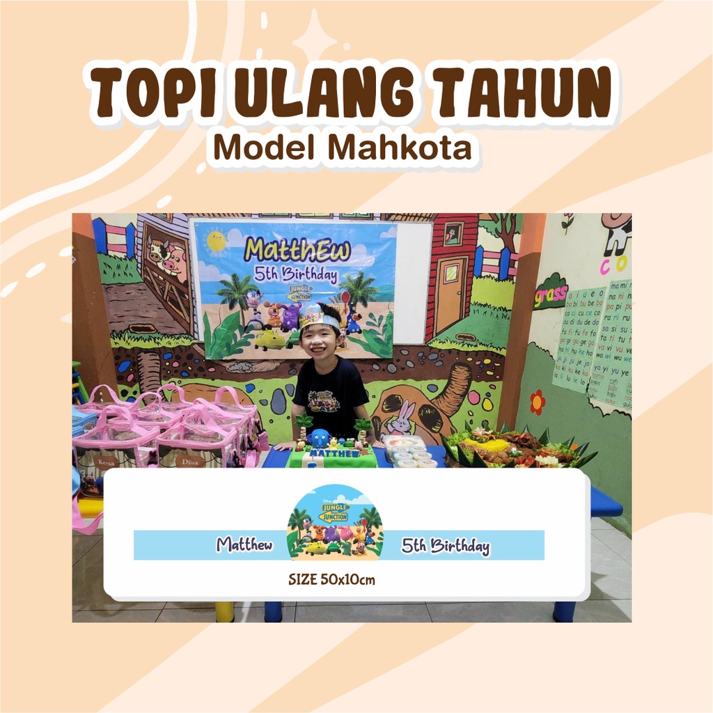 Jual Topi Ulang Tahun Custom/ Bisa ganti tema lain | Shopee Indonesia