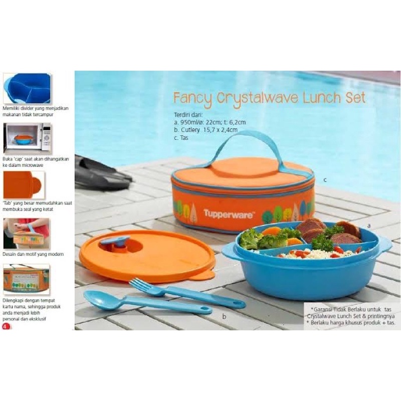 Jual Fancy Crystalwave lunch set Tupperware- tempat bekal sekat warna ...