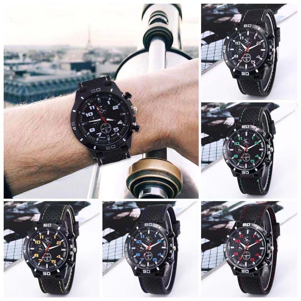 Jual Jam Tangan Pria Sport Chrono Fashion Quartz Men Silikon Analog ...