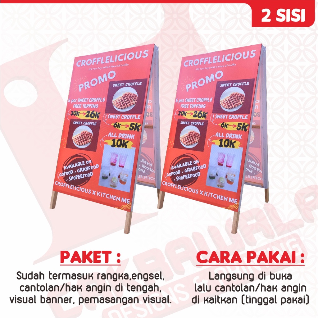 Jual STAND BANNER KAYU UKURAN 60 X 100 - SEGITIGA STANDING BANNER IKLAN ...