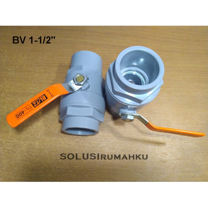 Jual Ball Valve BLITZ 1-1/2 inch GAGANG STAINLESS / Stop Kran PVC 1,5" 1.5" | Shopee Indonesia