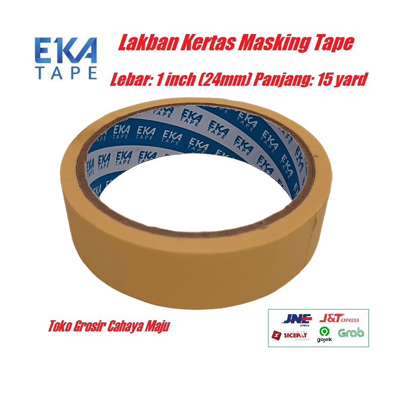 Jual Lakban Kertas Masking Tape 1 inch x 15 yard (24mm x 15 yd) Eka ...