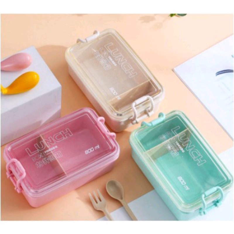 Jual LUNCH BOX 800 ML BONUS SENDOK GARFU MODEL KEKINIAN | Shopee Indonesia