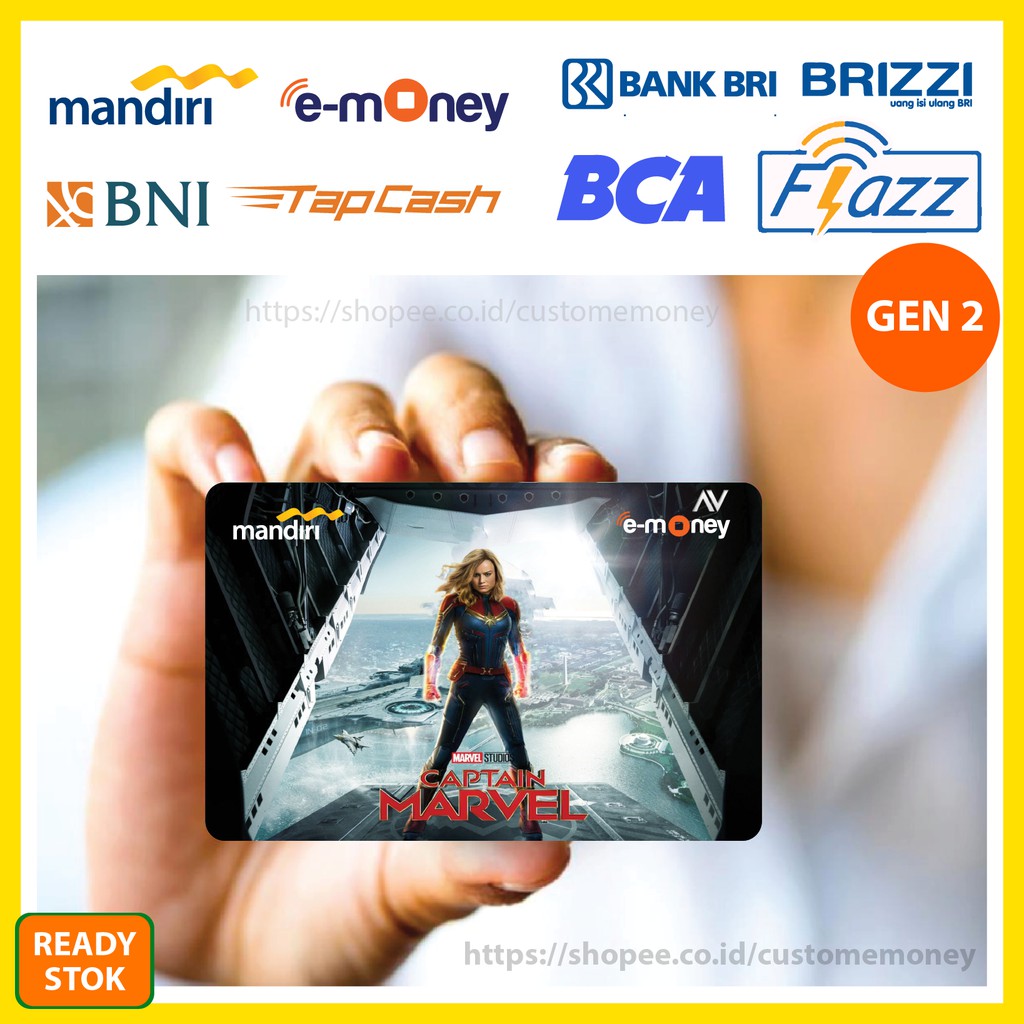 Jual KARTU EMONEY CAPTAIN MARVEL SUPERHERO 72 ETOLL MANDIRI FLAZZ BCA ...