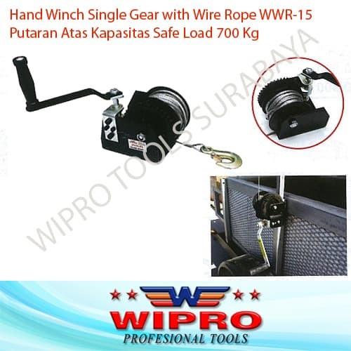 Jual Hand Winch With Wire Rope Handle Putar Atas Wipro WWR15 | Shopee ...