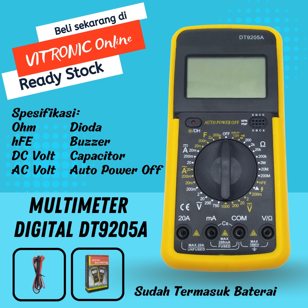 Jual Multimeter Digital DT9205A Multitester DT 9205A Tester 9205 ...