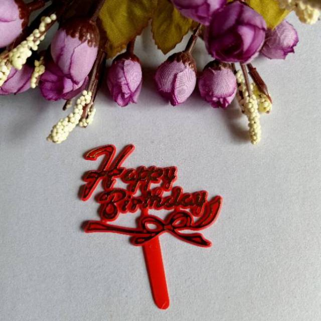 Jual Topper Cake Happy Birthday merah | Shopee Indonesia